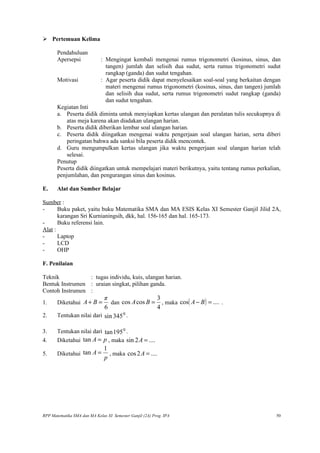 Rpp matematika SMA (trigonometri ipa) | DOC