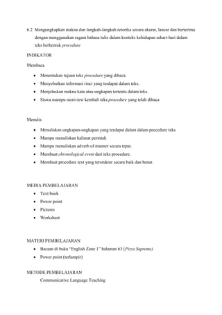 Rpp membaca menulis procedure | DOCX