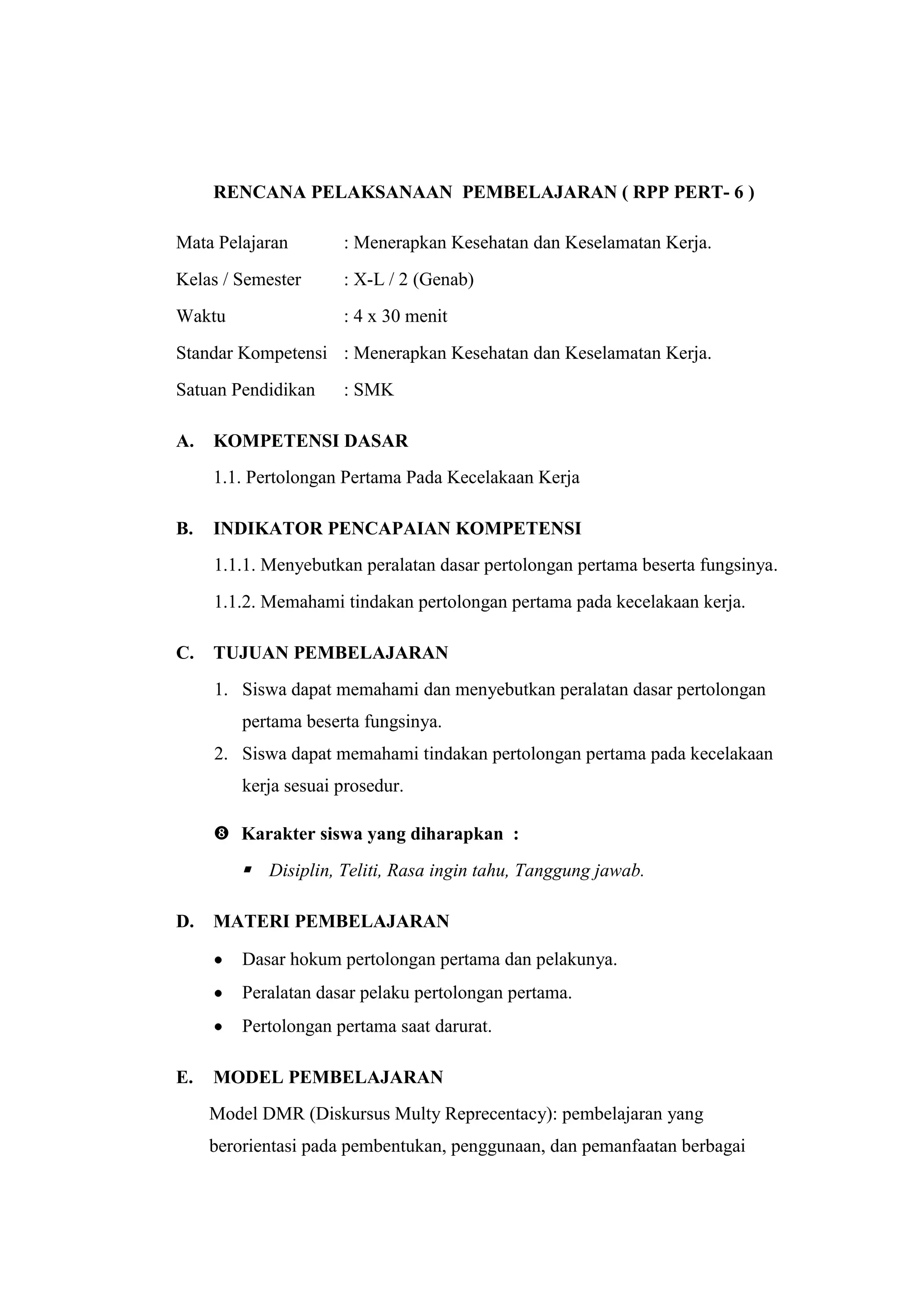 Rpp mkkk pertemuan_6 | PDF