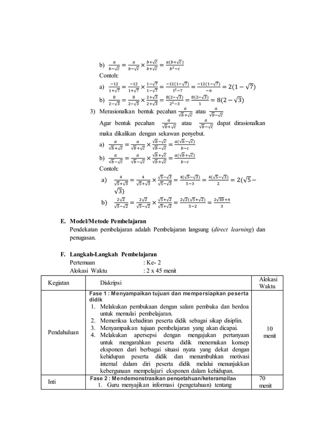 RPP Eksponen (Bilangan Pangkat) 0.2 | DOCX