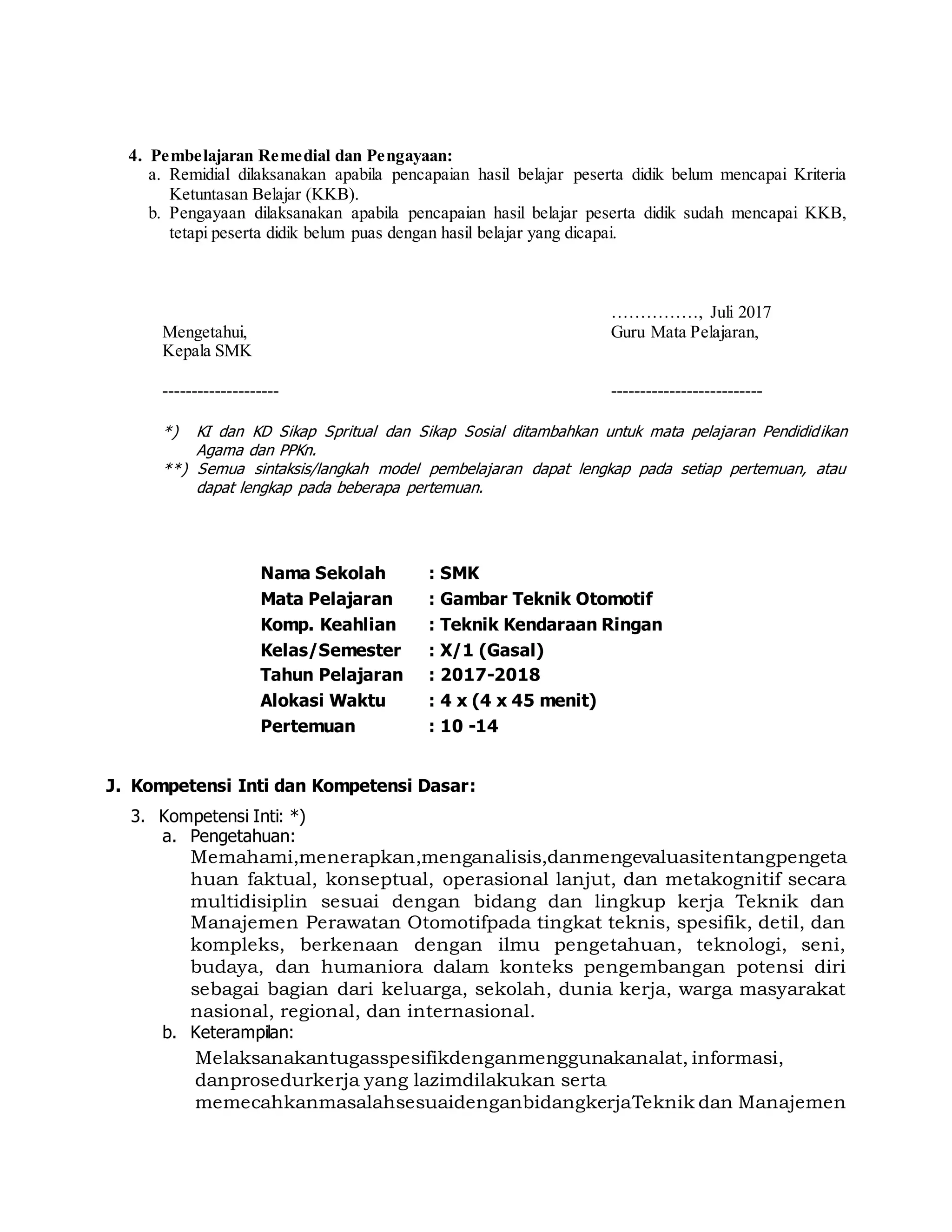 RPP GTO kelas X TOKR revisi 2017 | DOCX