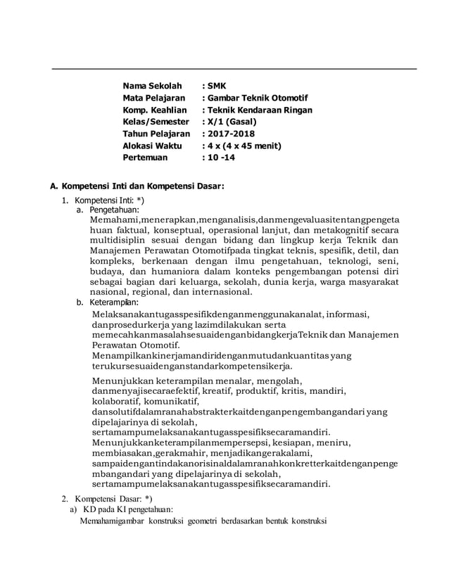 RPP GTO kelas X TOKR revisi 2017 | DOCX