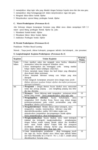 Rpp operasi aljabar pertemuan ke 4 | PDF