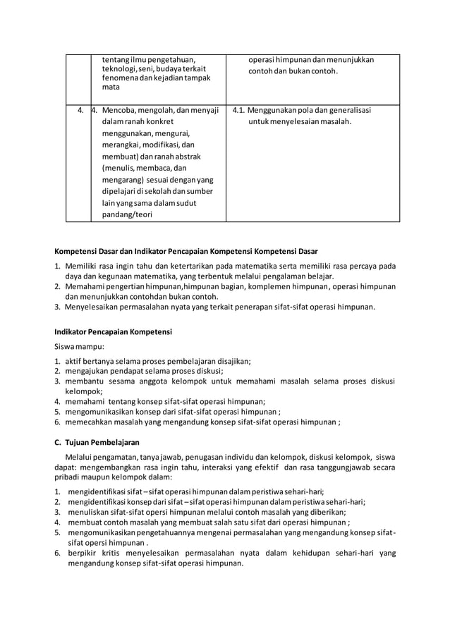 contoh Rpp operasi himpunan | DOCX