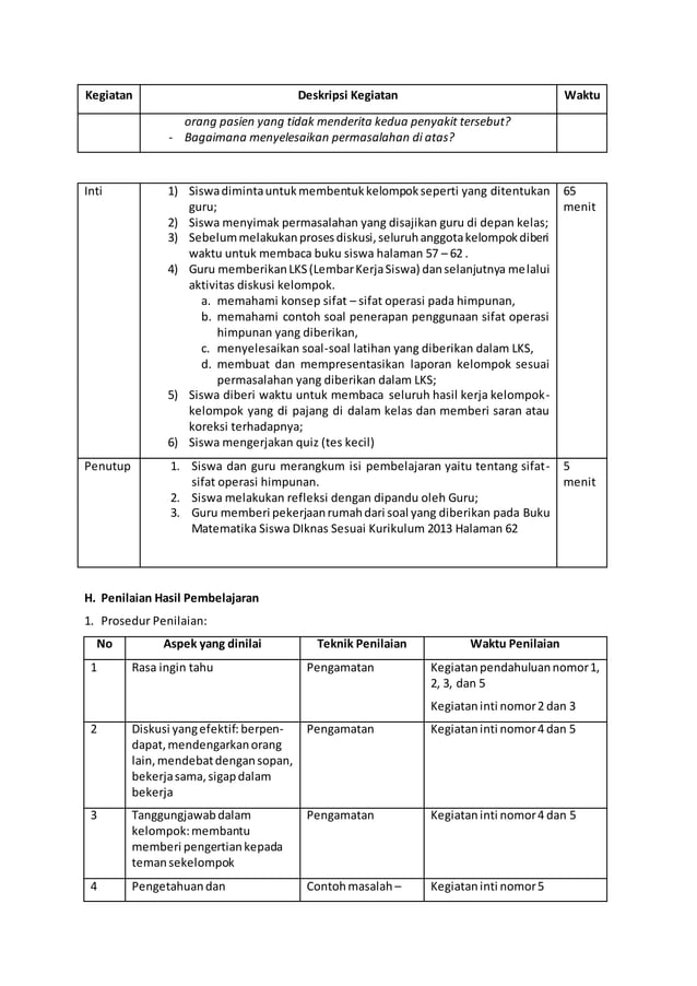 contoh Rpp operasi himpunan | DOCX
