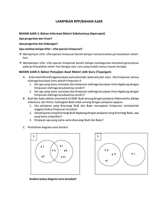 contoh Rpp operasi himpunan | PDF