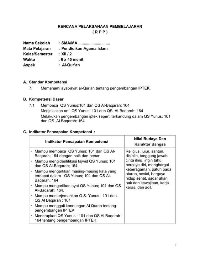 Rpp pai sma berkarakter kls xii sms 2 | DOCX