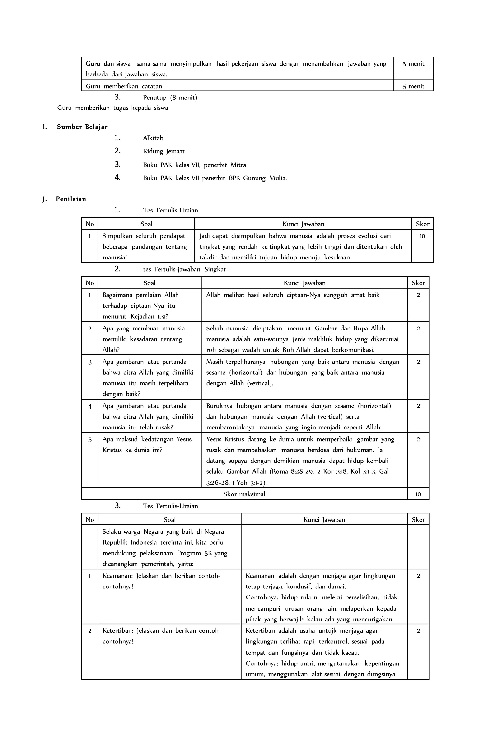 Rpp pak sem 1 kls vii | DOCX