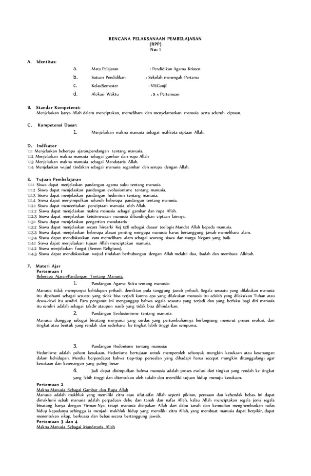 Rpp pak sem 1 kls vii | DOCX