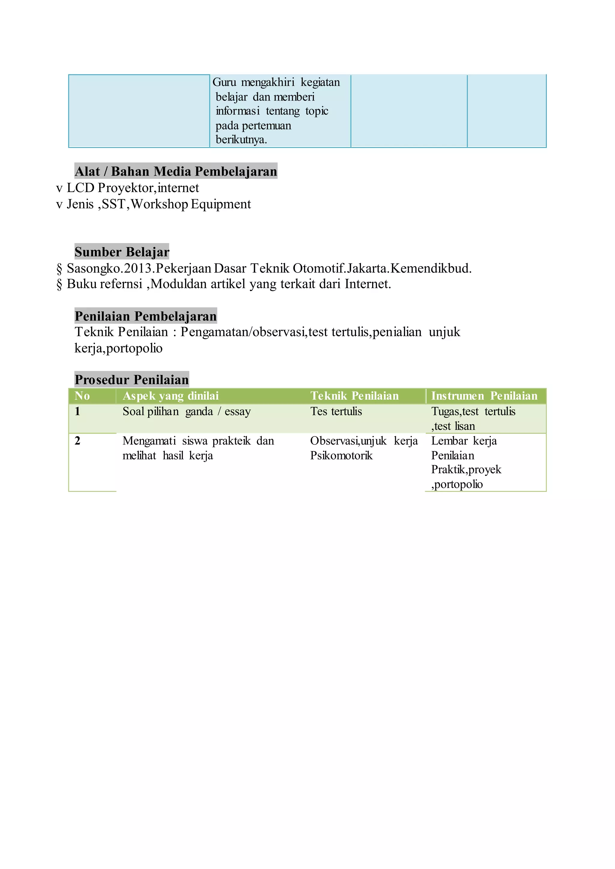 Rpp pdo kelas x tokr teknik otomotif revisi 2017 terbaru | DOCX