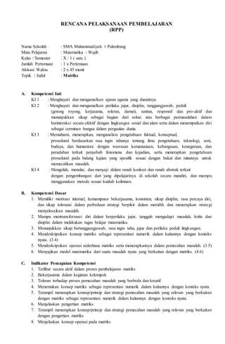 Rencana Pelaksanaan Pembelajaran (RPP) | DOCX