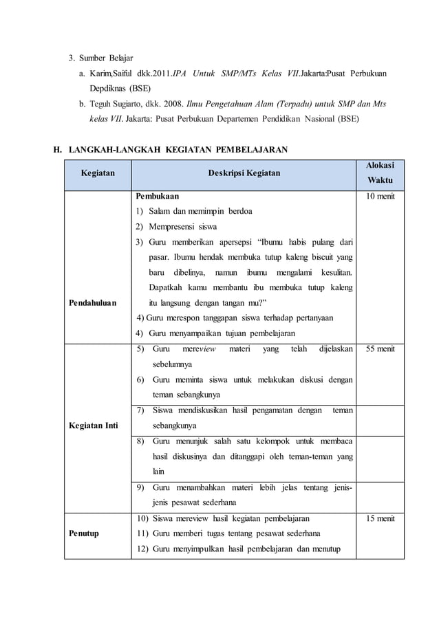 Rpp pesawat sederhana 1 PPL FISIKA UNNES | DOCX