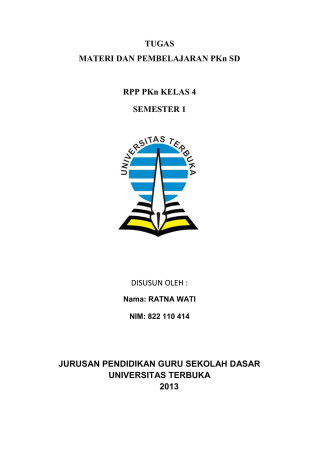 Rpp pkn kelas 5 semester 1 | DOCX