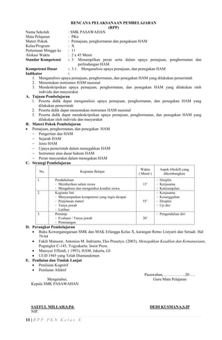 Rpp pkn smk kelas x | PDF