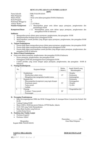 Rpp pkn smk kelas x | PDF
