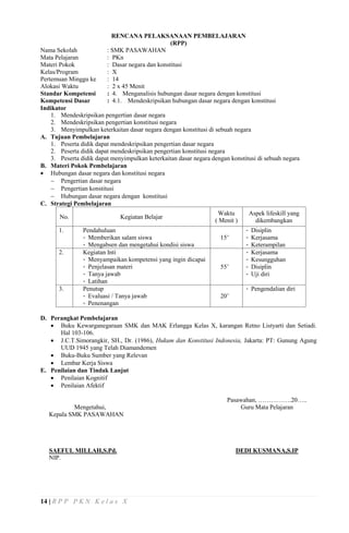 Rpp pkn smk kelas x | PDF