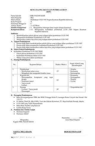Rpp pkn smk kelas x | PDF