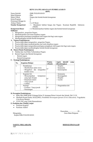 Rpp pkn smk kelas x | PDF