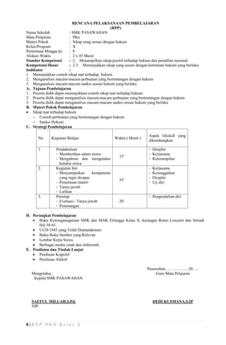 Rpp pkn smk kelas x | PDF