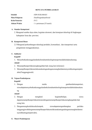 Contoh RPP PLPG KELAS 4 MAPEL IPS | DOCX