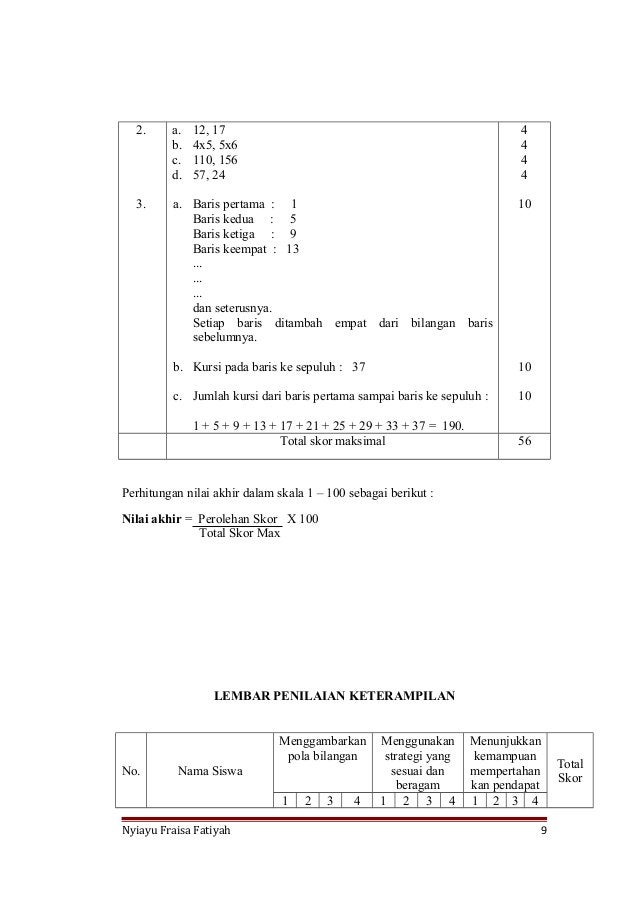 RPP Matematika Materi Pola Bilangan Kelas VII SMP/MTs (Kurikulum 2013 ...
