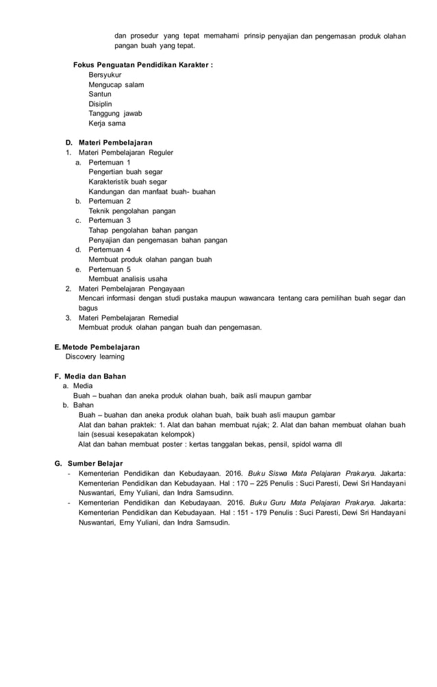 Rpp prakarya pengolahan kelas vii | DOCX