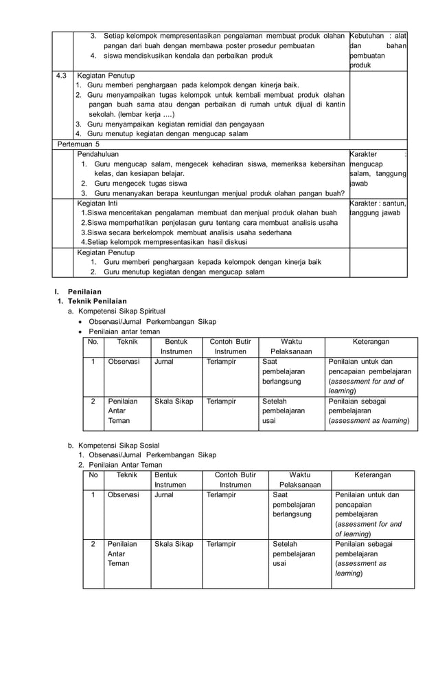 Rpp prakarya pengolahan kelas vii | DOCX