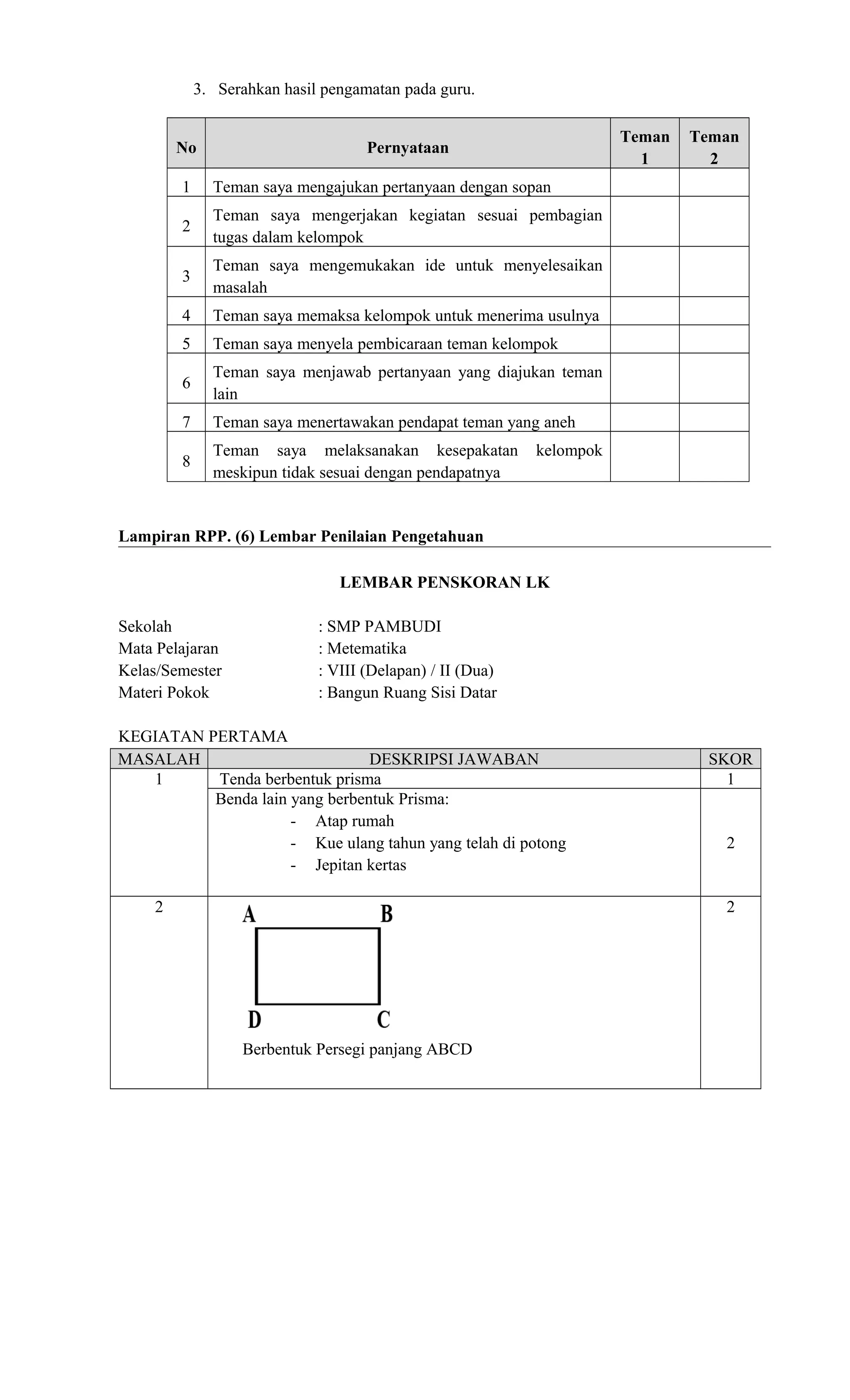 Rpp Prisma dan Limas | DOC