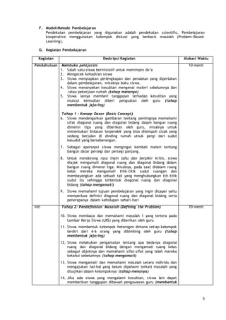 Rpp problem based learning materi diagonal bidang dan diagonal ruang | DOCX