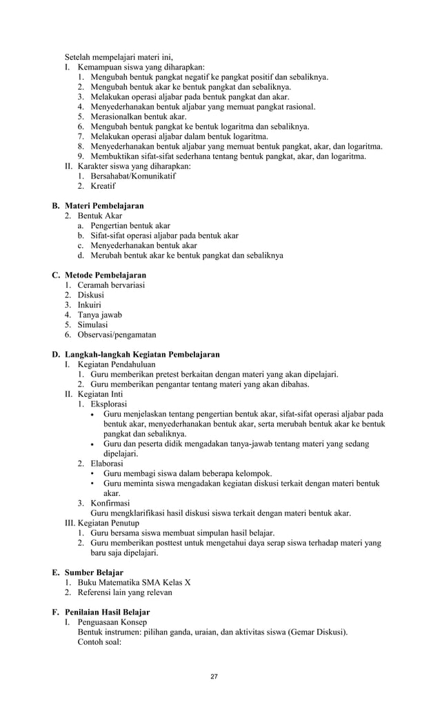 Rpp prota prosem pengembangan silabus matematika x sma 18 pulau temiang ilham dani | PDF