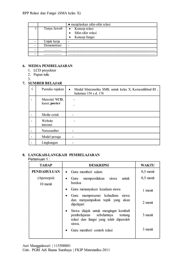 Rpp relasi dan_fungsi_sma_kelas_x_perang | PDF