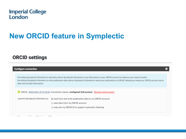 ORCID & Symplectic integration | PPTX | Technology & Computing