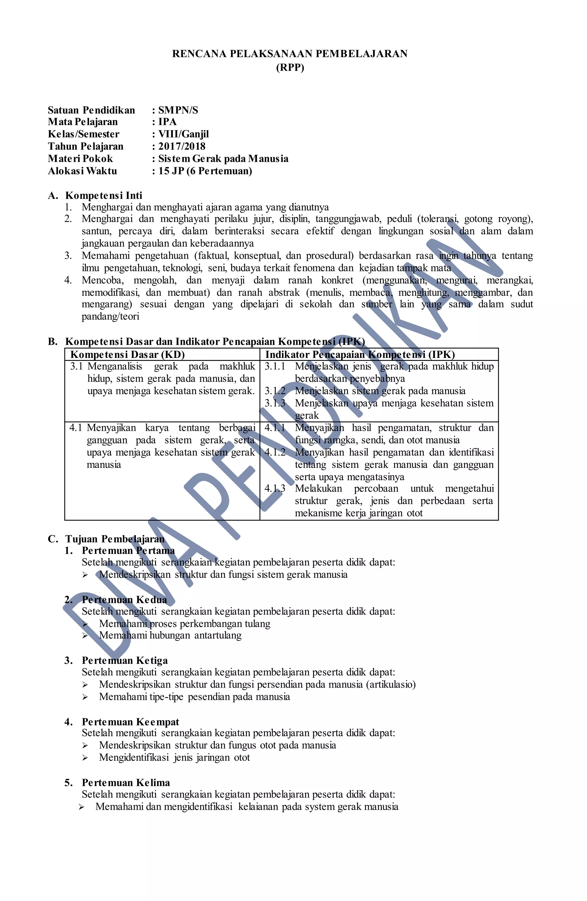 Rpp revisi 2017 ipa kelas 8 smp | DOCX