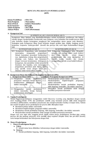 Rpp revisi 2017 matematika wajib kelas 11 sma | DOCX