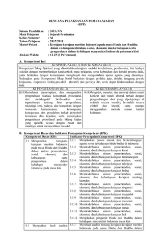 Rpp revisi 2017 ppk 4c sejarah peminatan kelas 11 sma | DOCX