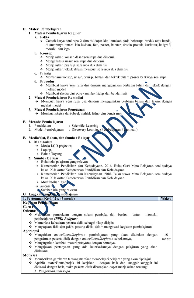 Rpp revisi 2017 seni budaya seni rupa kelas 10 sma | PDF
