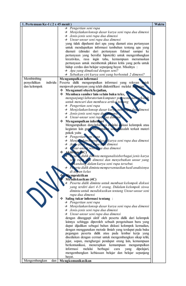 Rpp revisi 2017 seni budaya seni rupa kelas 10 sma | PDF