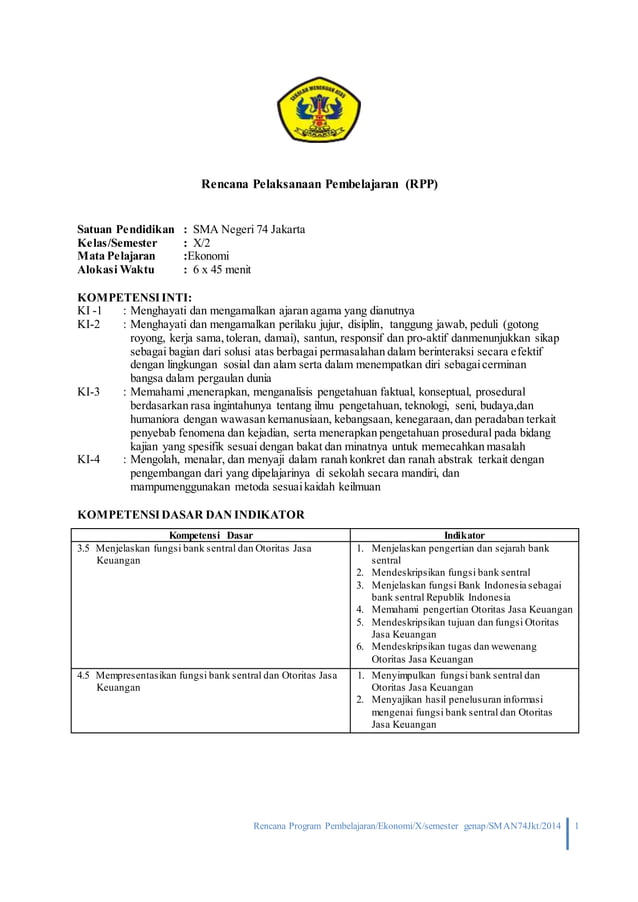 Rpp ekonomi kelas x semester 2 | PDF