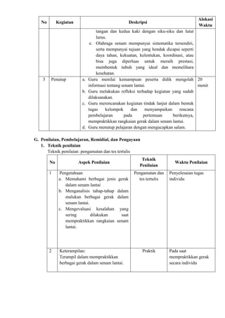 Rencana Perangkat Pembelajaran Senam lantai 1 | PDF