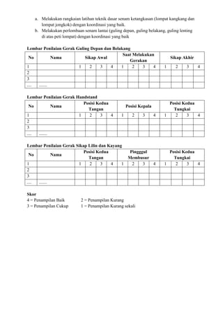 Rencana Perangkat Pembelajaran Senam lantai 1 | PDF