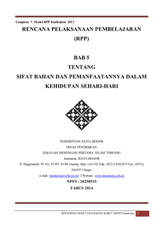Rpp sifat bahan | PDF