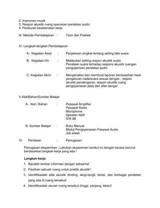 Rpp sistem akustik ruang | PDF