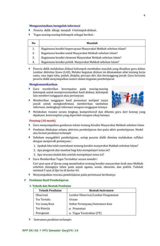 RPP SKI Kelas 7 MTs K-13 contoh | PDF