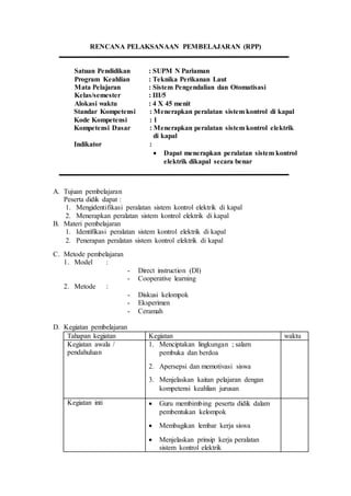 Rpp sistem pengendalian dan otomatisasi semester 3 | DOCX