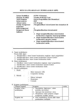 Rpp sistem pengendalian dan otomatisasi semester 3 | DOCX