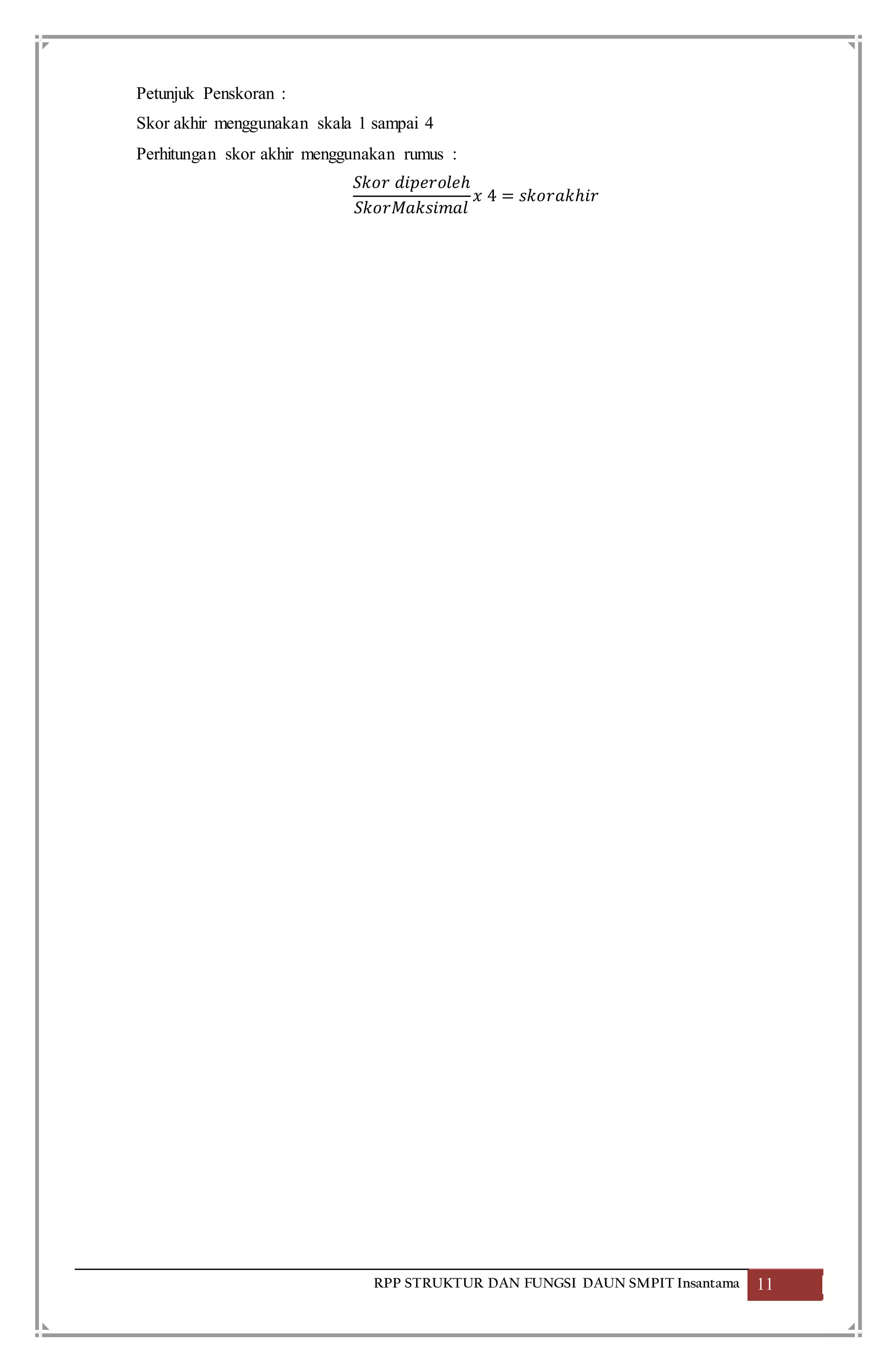 Rpp struktur jaringan pada tumbuhan ku (daun) | PDF