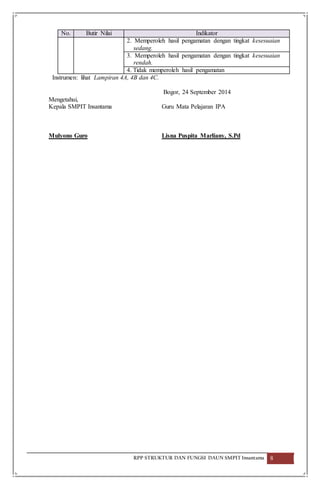 Rpp struktur jaringan pada tumbuhan ku (daun) | PDF