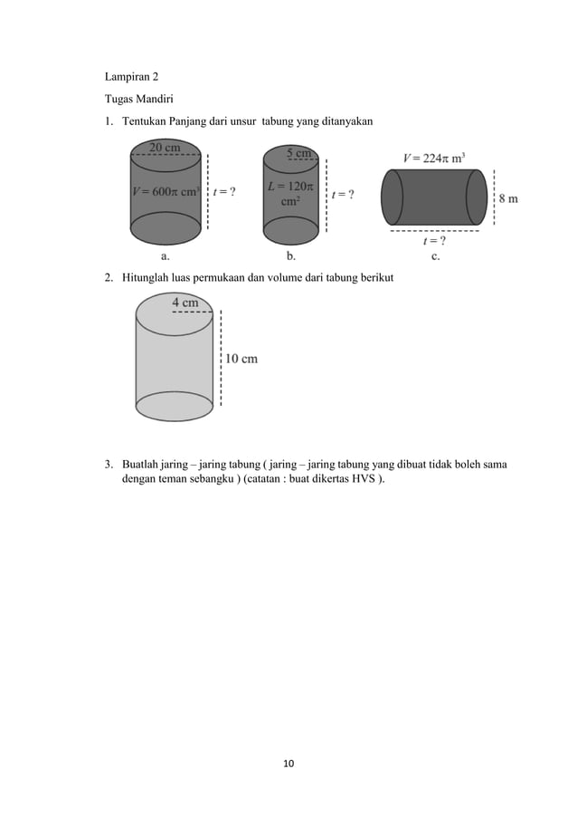 RPP Bangun Ruang Sisi Lengkung ( Tabung ) Matematika SMP kelas IX Semester 1 | PDF