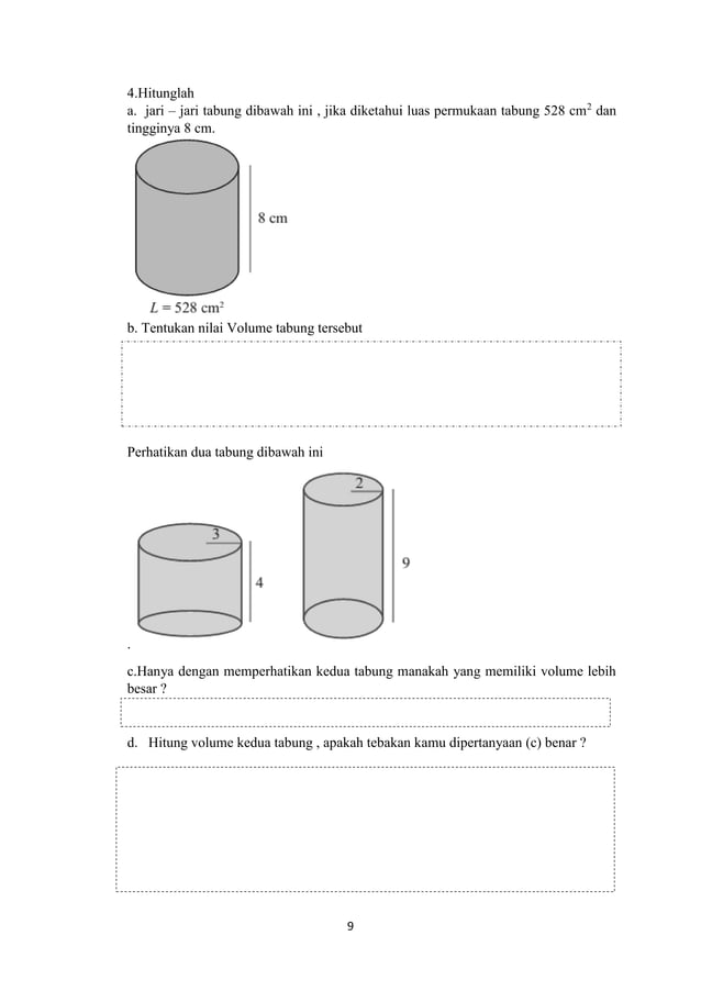 RPP Bangun Ruang Sisi Lengkung ( Tabung ) Matematika SMP kelas IX Semester 1 | PDF