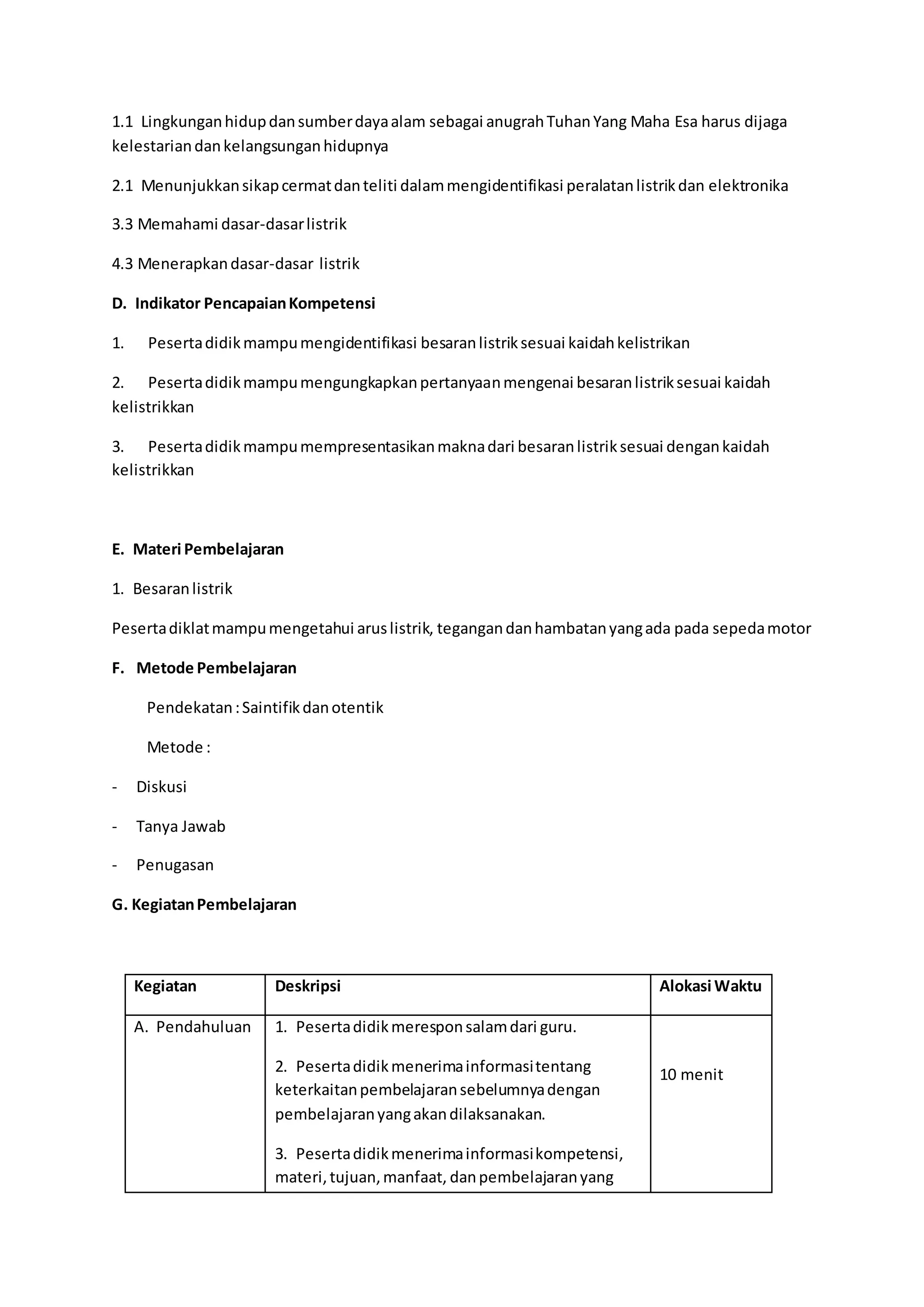 Rpp teknik listrik dasar 2013 | DOCX